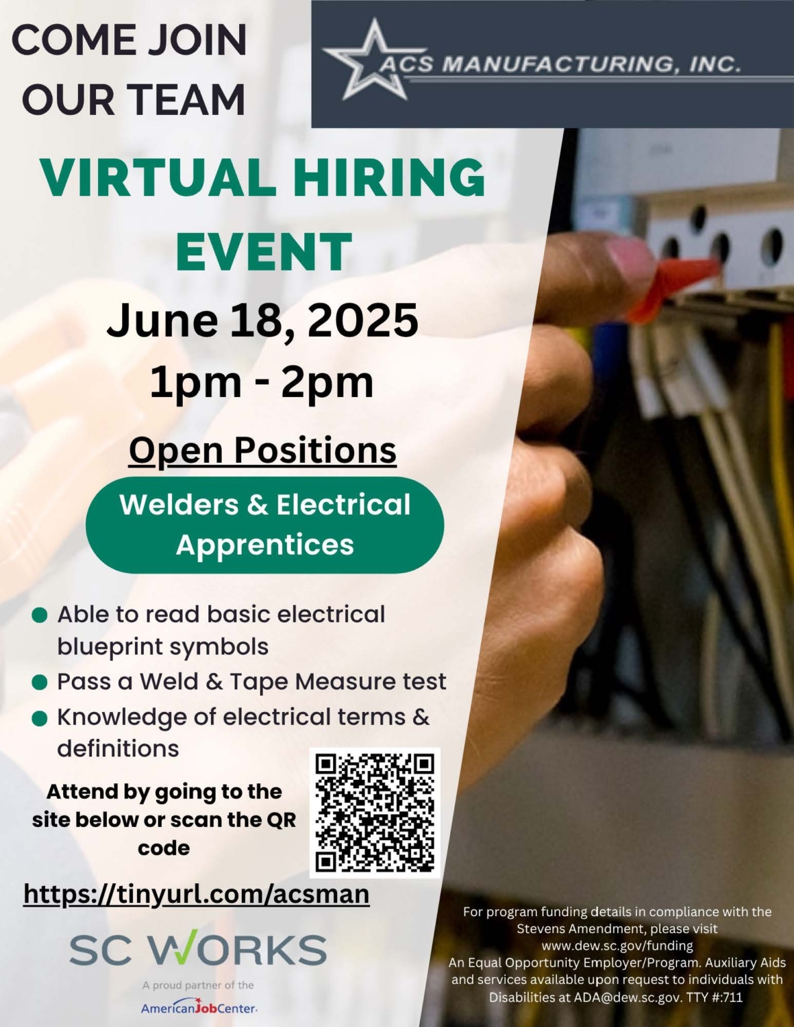 VIRTUAL: ACS Manufacturing Hiring Event | Upper Savannah SC Works System